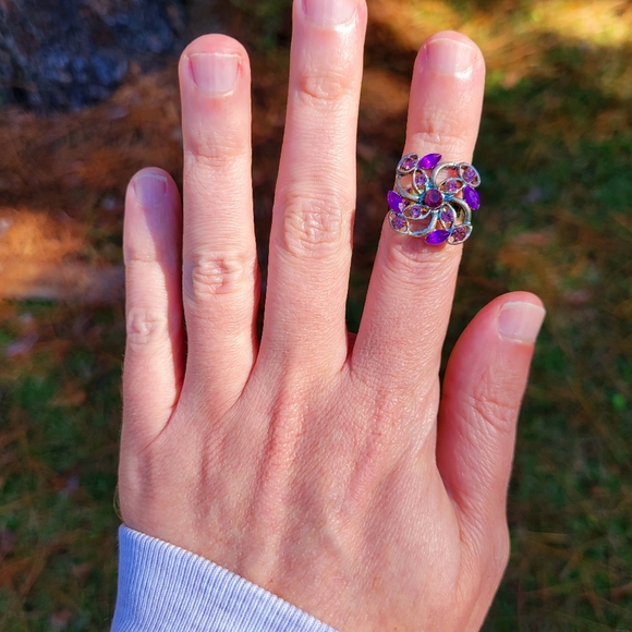 Jewelry | Twisted Color Explosion Pink Purple Gem Tie Dye Ring One Size ...